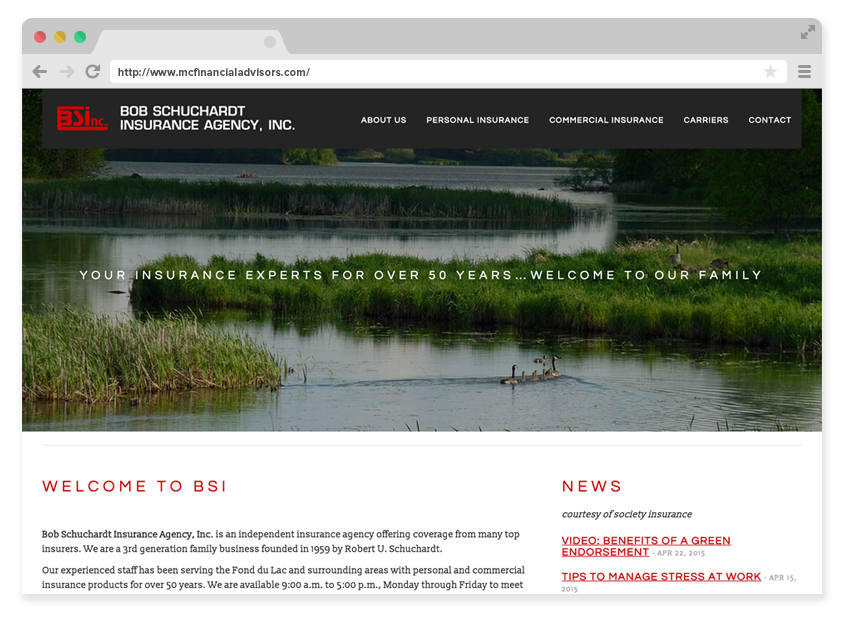 Advisor Website Showcase: BSI Insurance Inc. – Twenty Over Ten